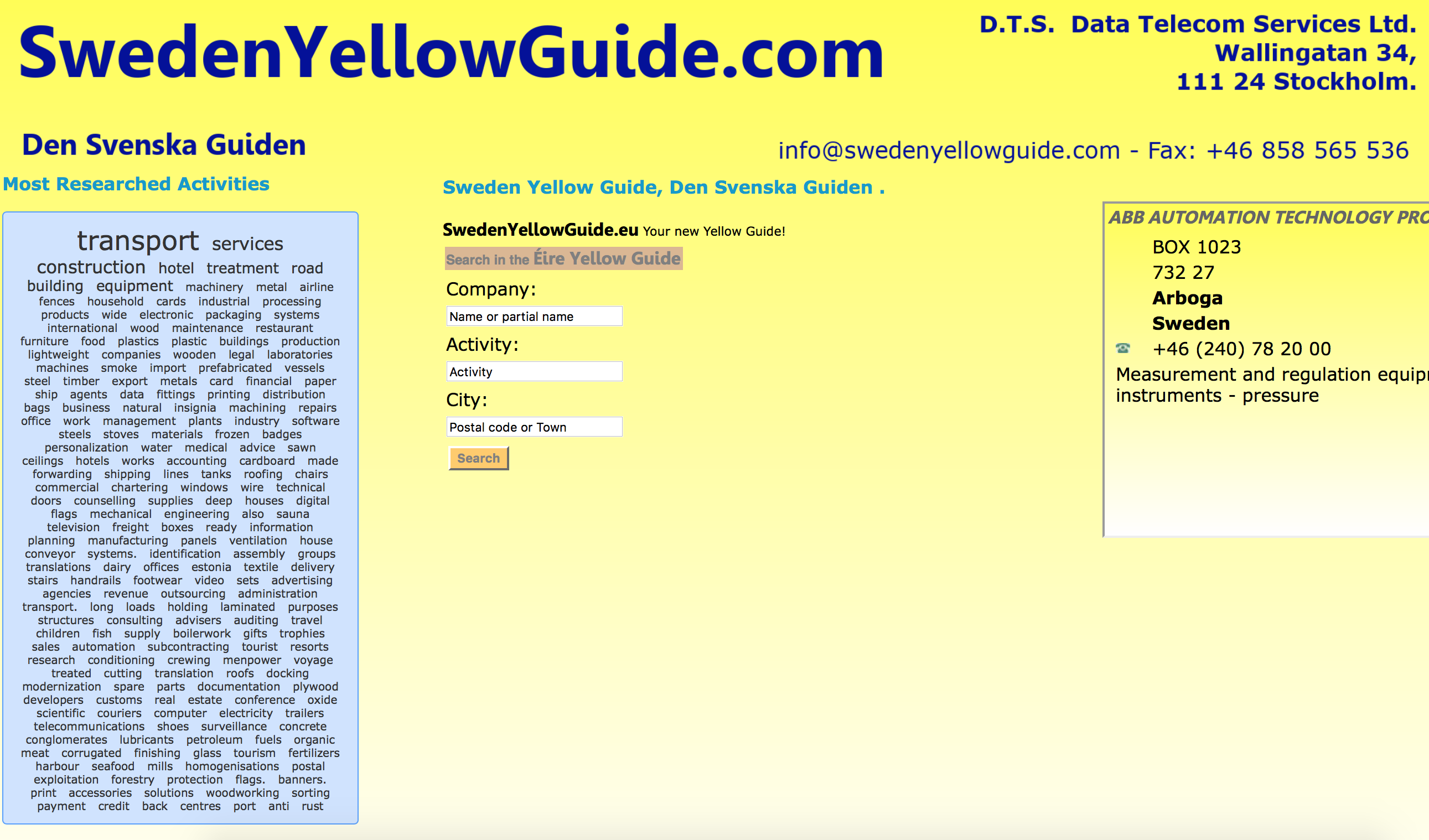 Sweden Yellow Guide - Förenade Bolag